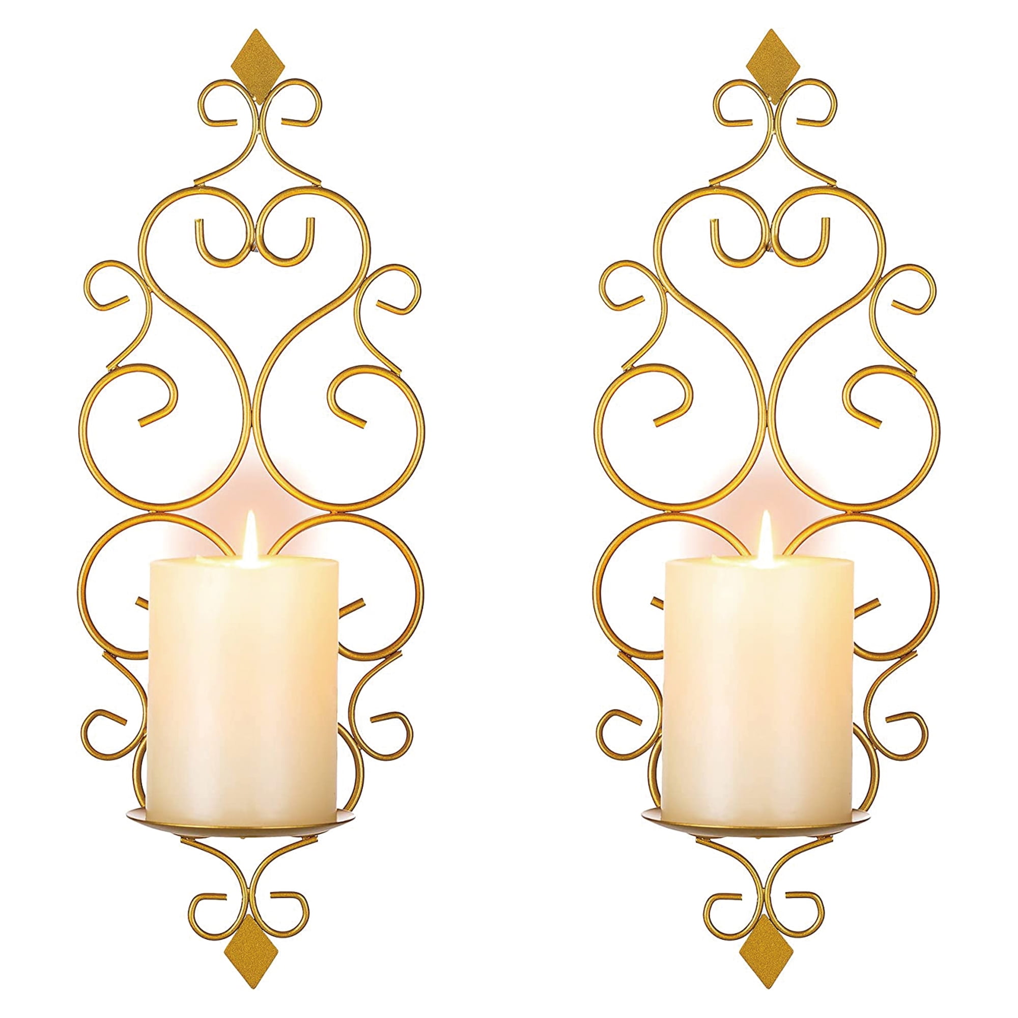 YasTant Candle Sconces Wall Decor Set of 2 Decorative Gold Wall Mounted ...