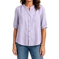 dazeni Gauze Tops for Women Short Sleeve Button Down Shirts Crewneck ...