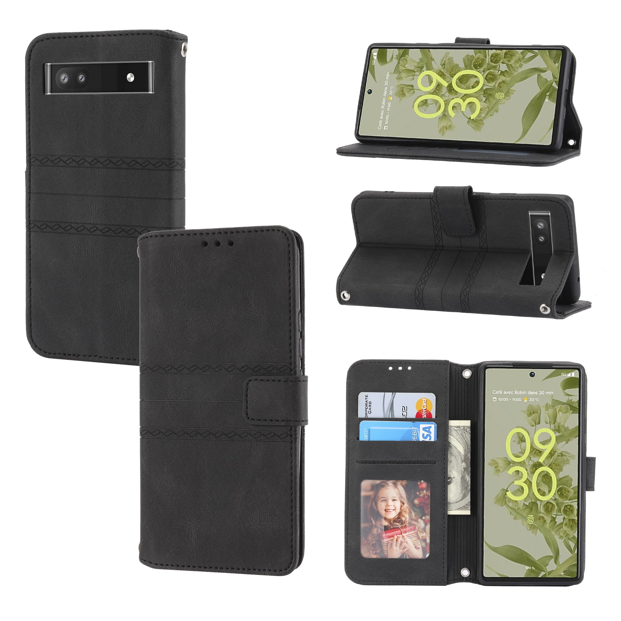 Mantto Wallet Case For Google Pixel 6A, Magnetic Closure Folio PU ...