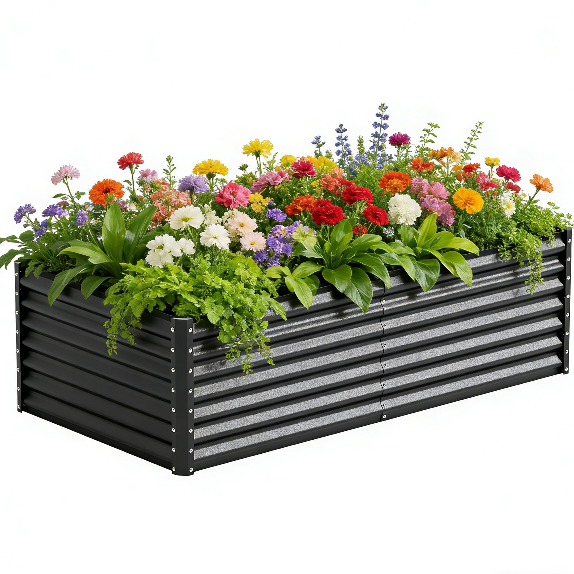 Noble House 8x4x2FT Raised Galvanized Garden Bed,Outdoor Above Ground ...