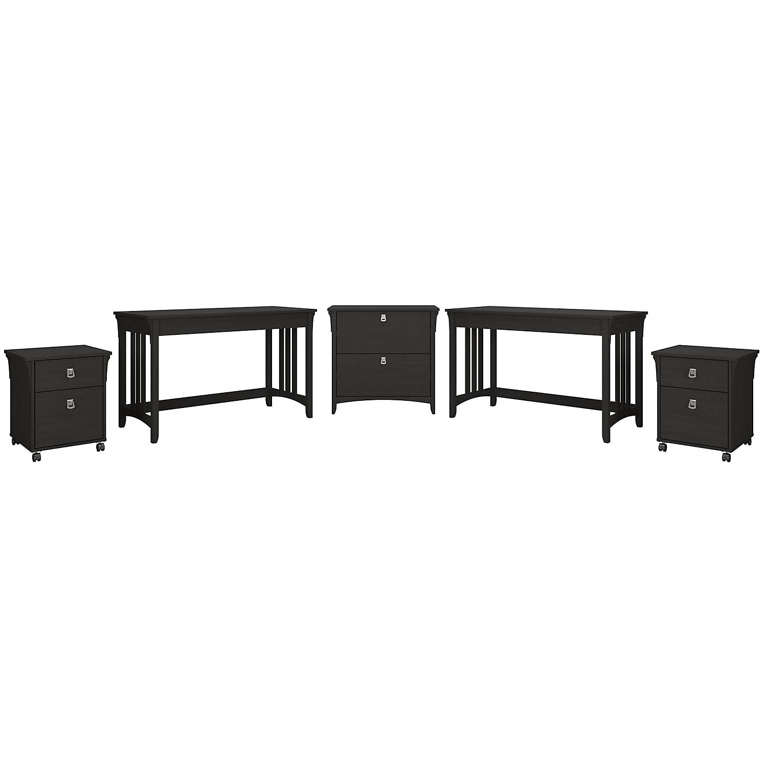Bush Furniture Salinas 2-Person Writing Desk Set with File Cabinets ...