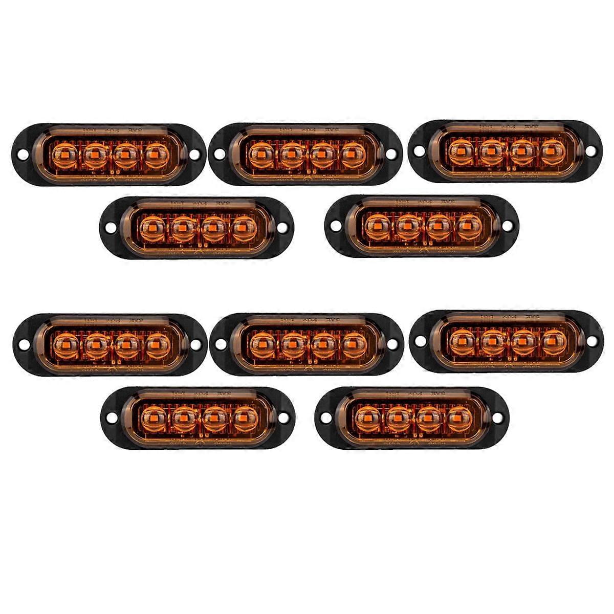 10Pcs 12V-24V 4LED Car Side Marker Lights Turn Signal Lights Side ...