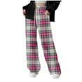 Antinious Girls Sweatpants Check Print Wide Leg Drawstring Loose ...