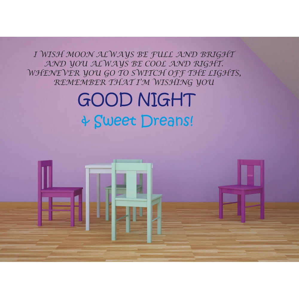 Good Night Sweet Dreams Quote Sleeping Poem Rhymes Saying Wall Decal ...