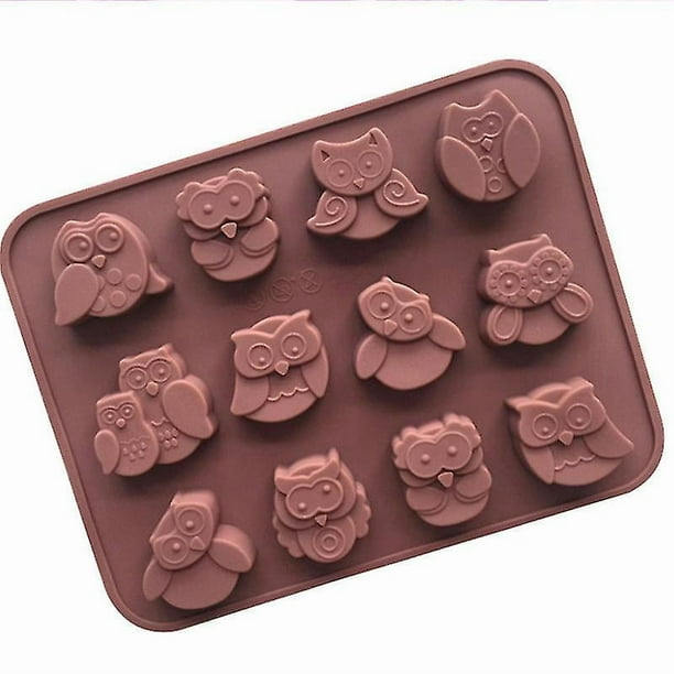 Cute 12 Cavities Animal Owl Shaped Silicone Chocolate Candy Cake Molds ...