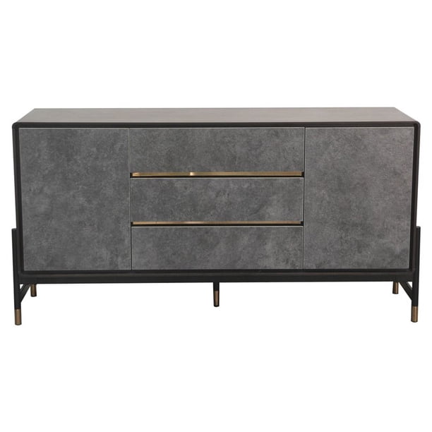 Modrest Gabrielle Contemporary Velvet & Veneer Buffet in Charcoal/Gold ...