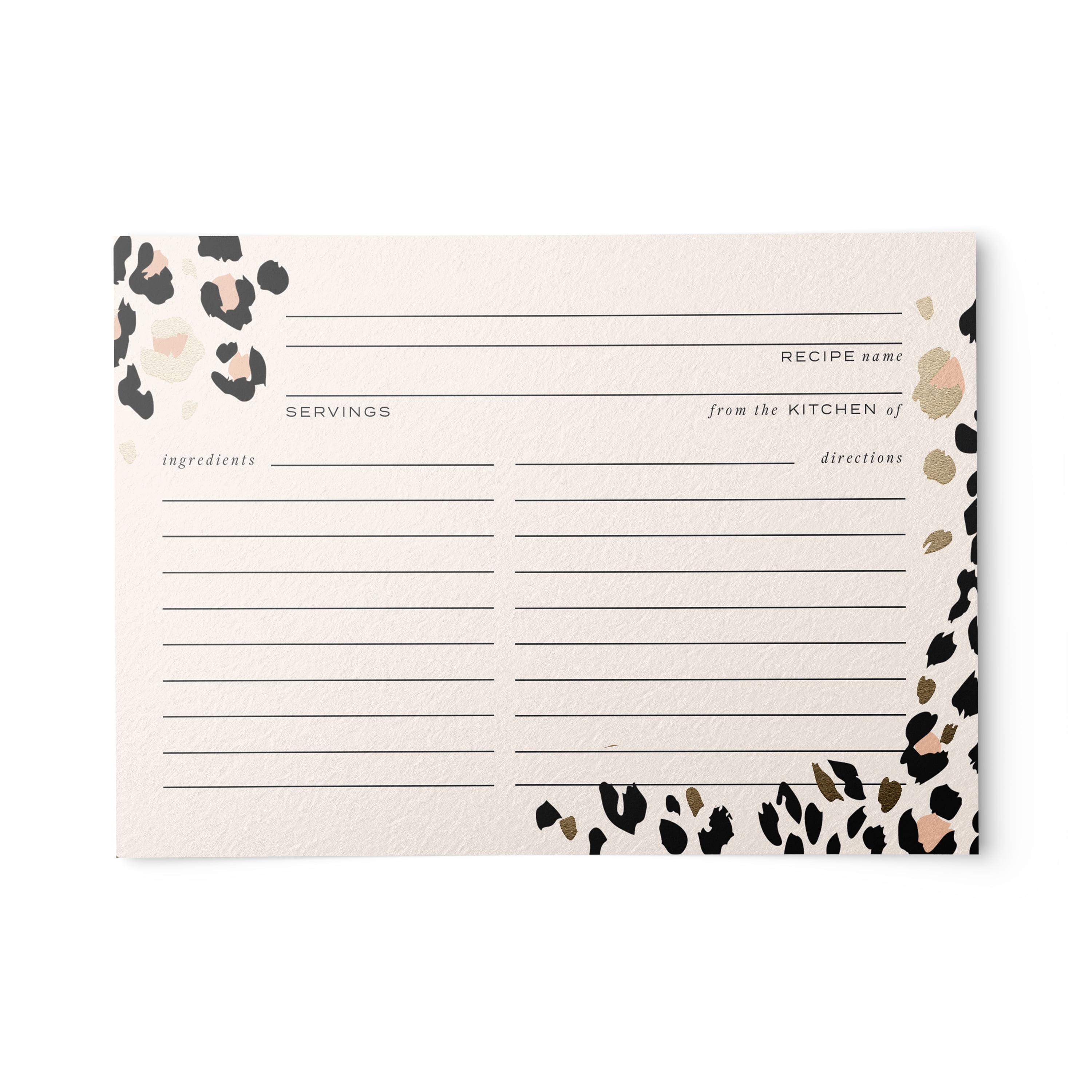 50 Gold Foil Cheetah Print Recipe Cards from Dashleigh, 4x6 inches ...