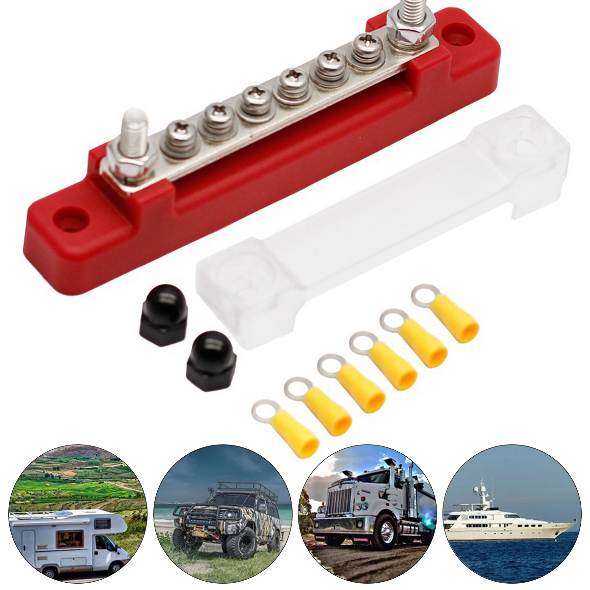 THRENS 6 Way Bus Bar Terminal Block 300V AC/48V DC 130A AC/150A DC ...