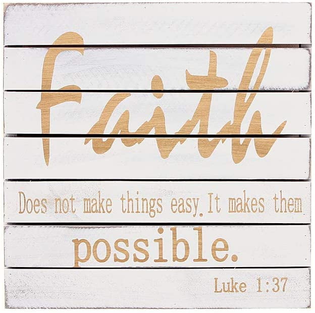 Wood Wall Plaque Faith Sign, Bible Verse Wall Art Hanging Decoration ...