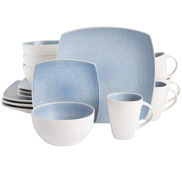 Gibson Soho Lounge Square 16-Piece Dinnerware Set - Aqua Blue - Walmart.com