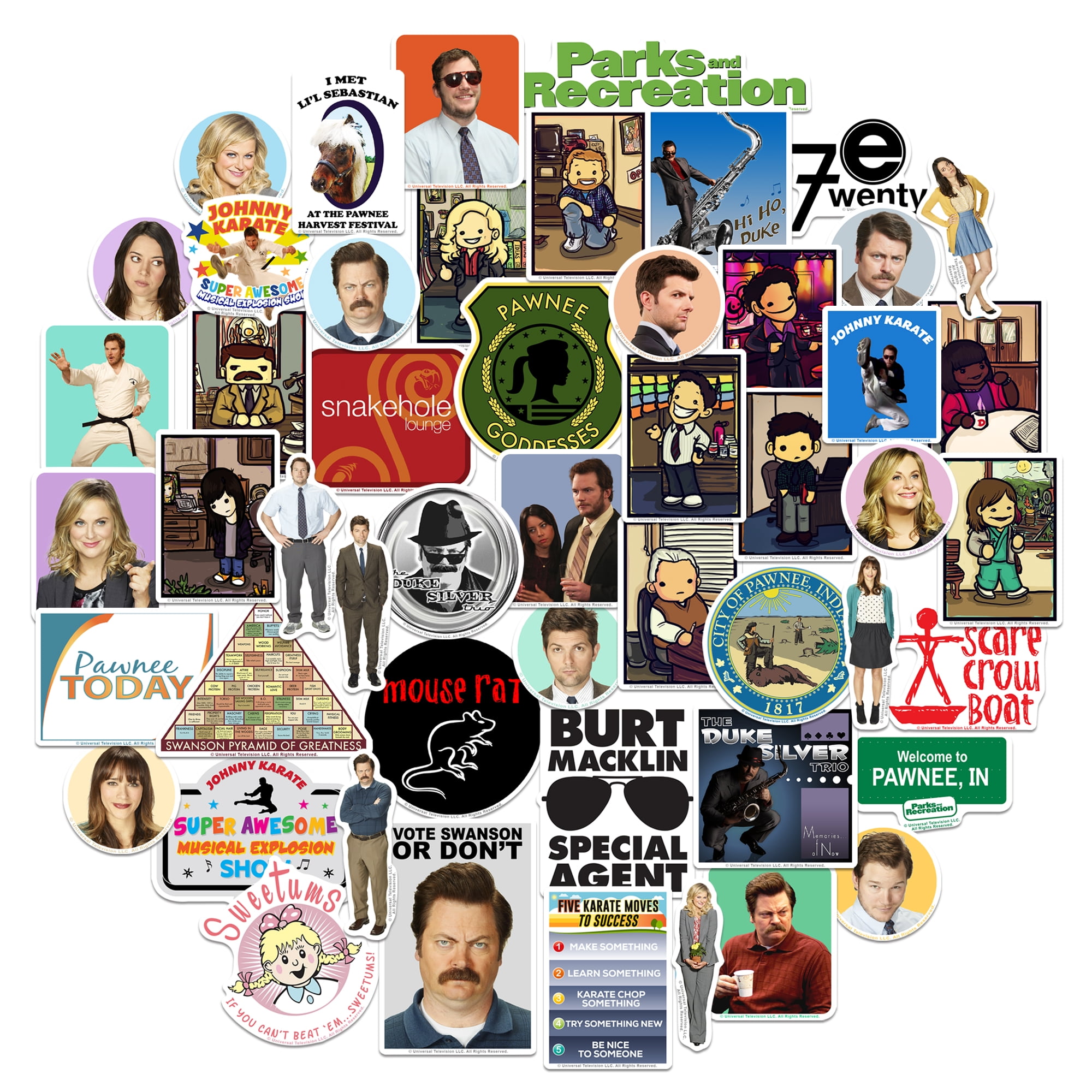 Parks and Recreation Sticker Pack Die Cut Vinyl Large Deluxe Stickers ...