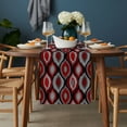 Abstract Art Cotton Linen Table Runner Modern Diamond Patterns Red ...