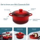 Kook 4-Pc Mini Cocotte Casserole Dish with Lid Stoneware Kitchen Set ...