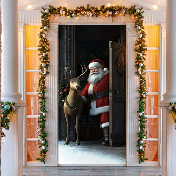 Christmas Santa Claus Door Cover Door Hanging Santa Claus Background ...