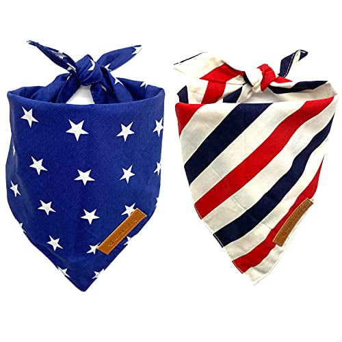 Realeaf 4th of July Dog Bandanas 2 Pack, Reversible American Flag Pet ...