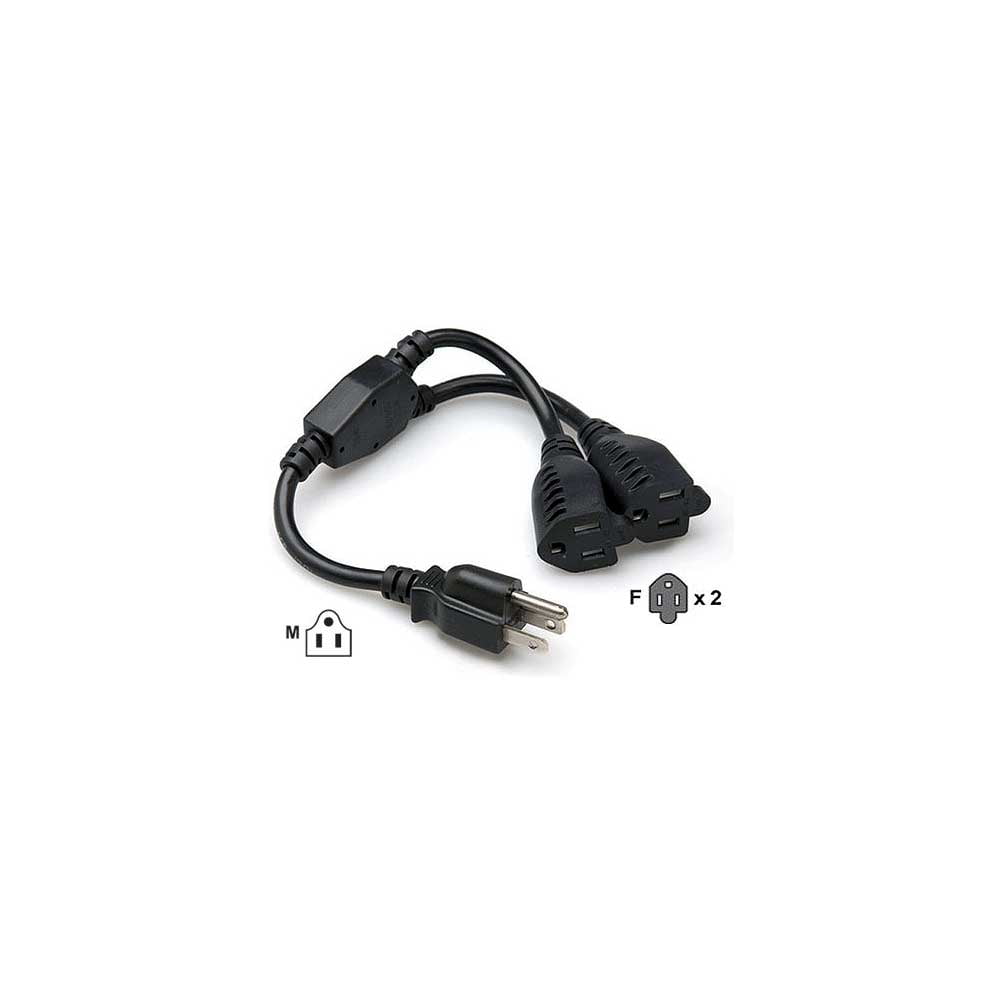 1 In 2 Out AC Power Cord Splitter - Outlet Extension Outlet Space Saver ...