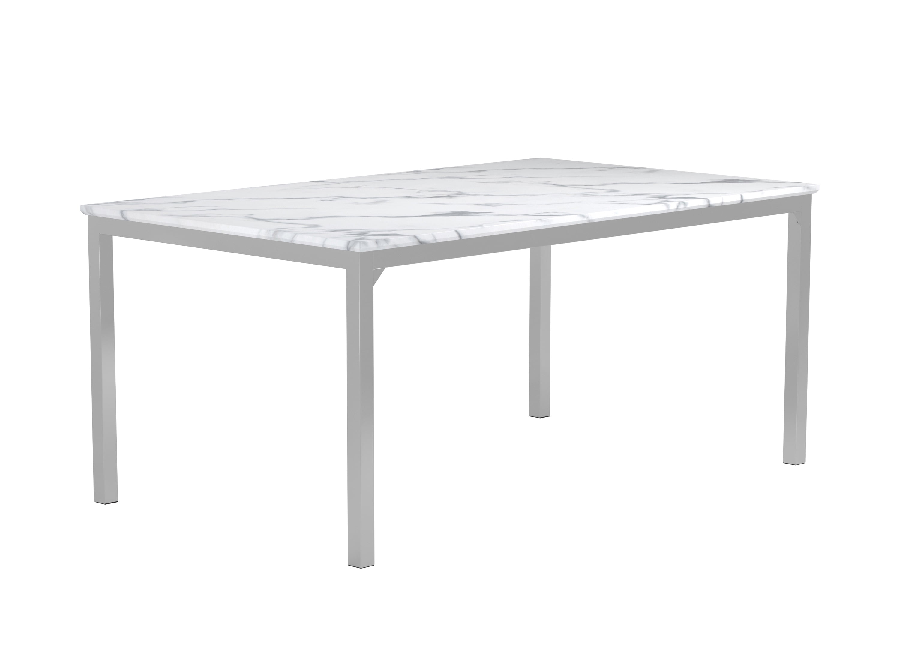 Athena Rectangle Dining Table with Marble Top Chrome - Walmart.com ...