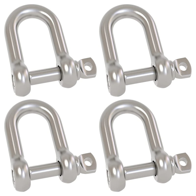 4 Pcs 5/16 Inch 8mm Screw Pin Anchor Shackle 304 Stainless Steel D Ring ...