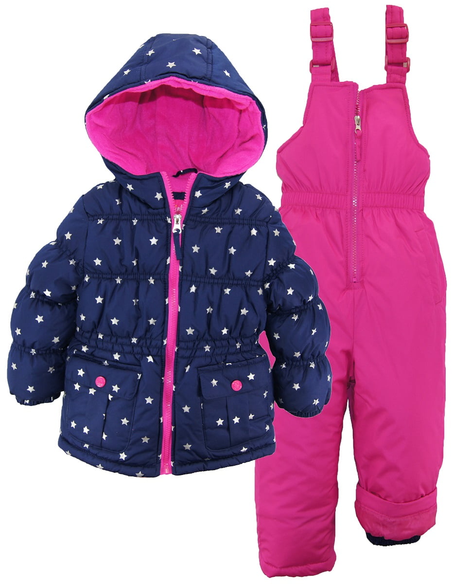 Pink Platinum Little Girls Snowsuit Silver Starts Jacket with Solid ...