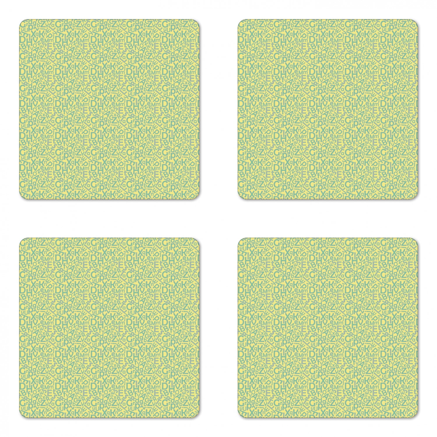 Alphabet Coaster Set of 4, Vibrant Illustration of Calligraphy Learning ...