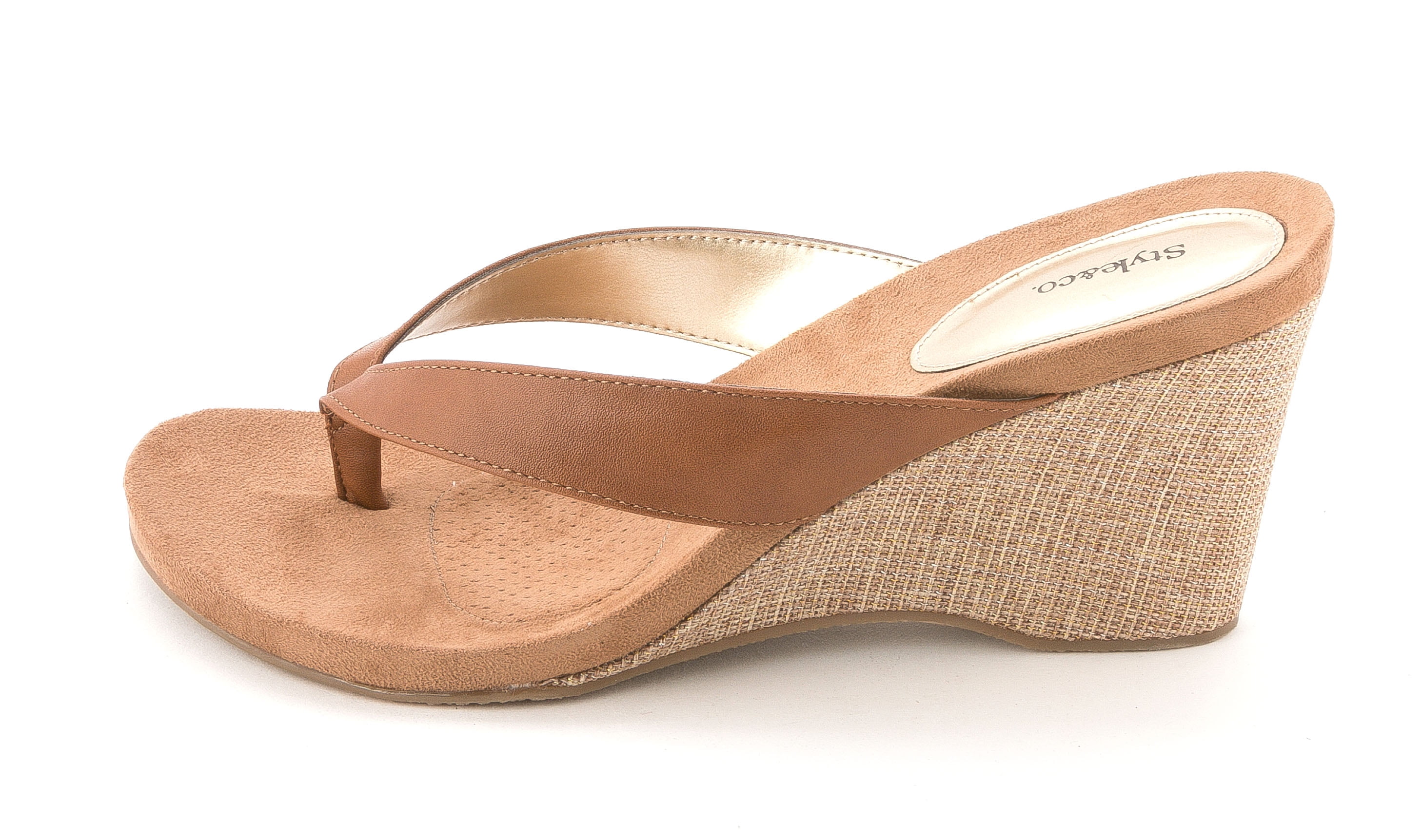 Style And Co Womens Chicklet Thong Wedge Sandals