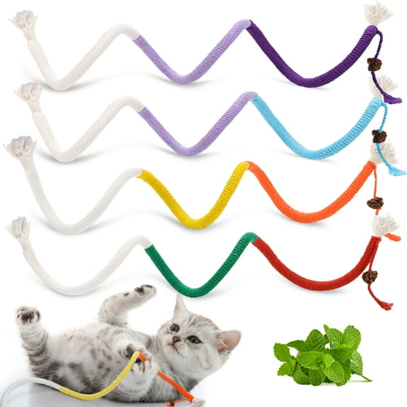 3-Pack Bent Cat Rope Toy, Pet Chew Toys Bite-Proof Playthings, Cotton ...