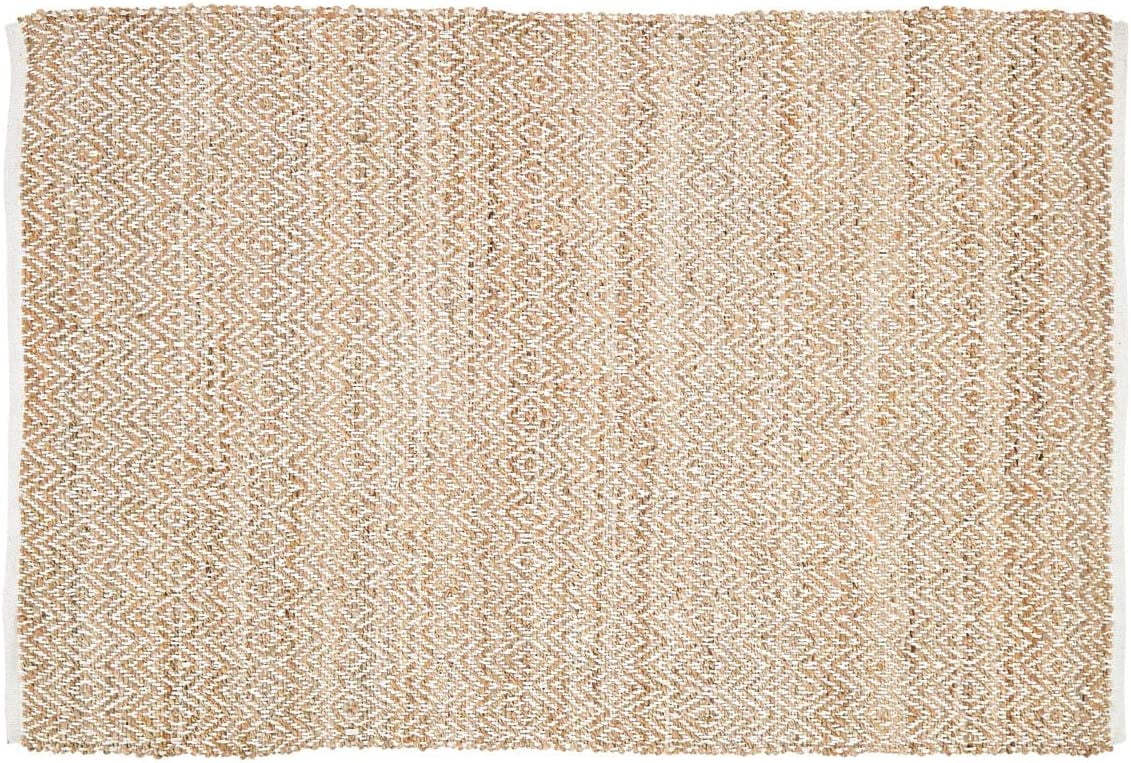 Natural Tan Farmhouse Flooring Zuma Jute Geometric Rectangle Accent Rug ...