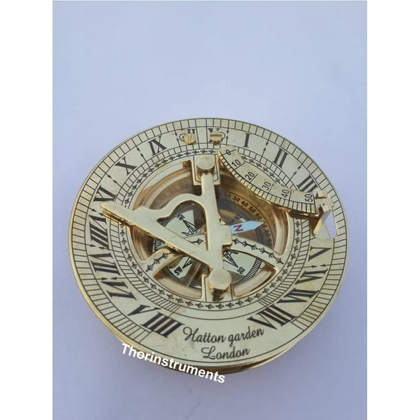 Solid Brass Sundial and Compass Polished brass sundial compass ...