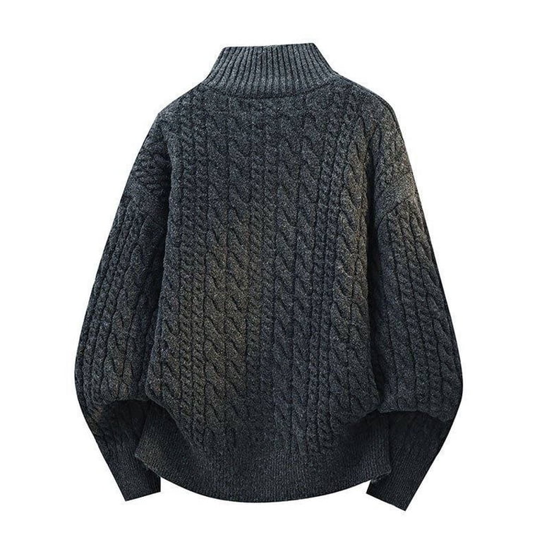 Mgmyaa Men's Cable Knit Cardigan Sweater Button Front Long Sleeve Stand ...
