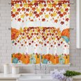 3 Pieces Swag Kitchen Curtains Set, Fall Orange Pumpkins Valance Swag ...