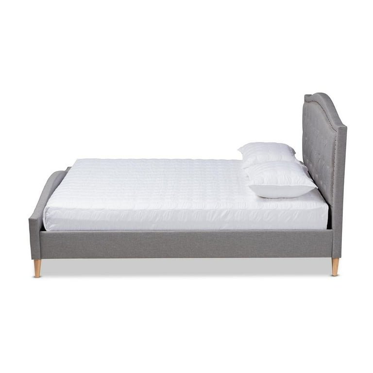 Baxton Studio Felisa Modern and Contemporary Grey Fabric Upholstered and Button Tufted King Size Platform Bed