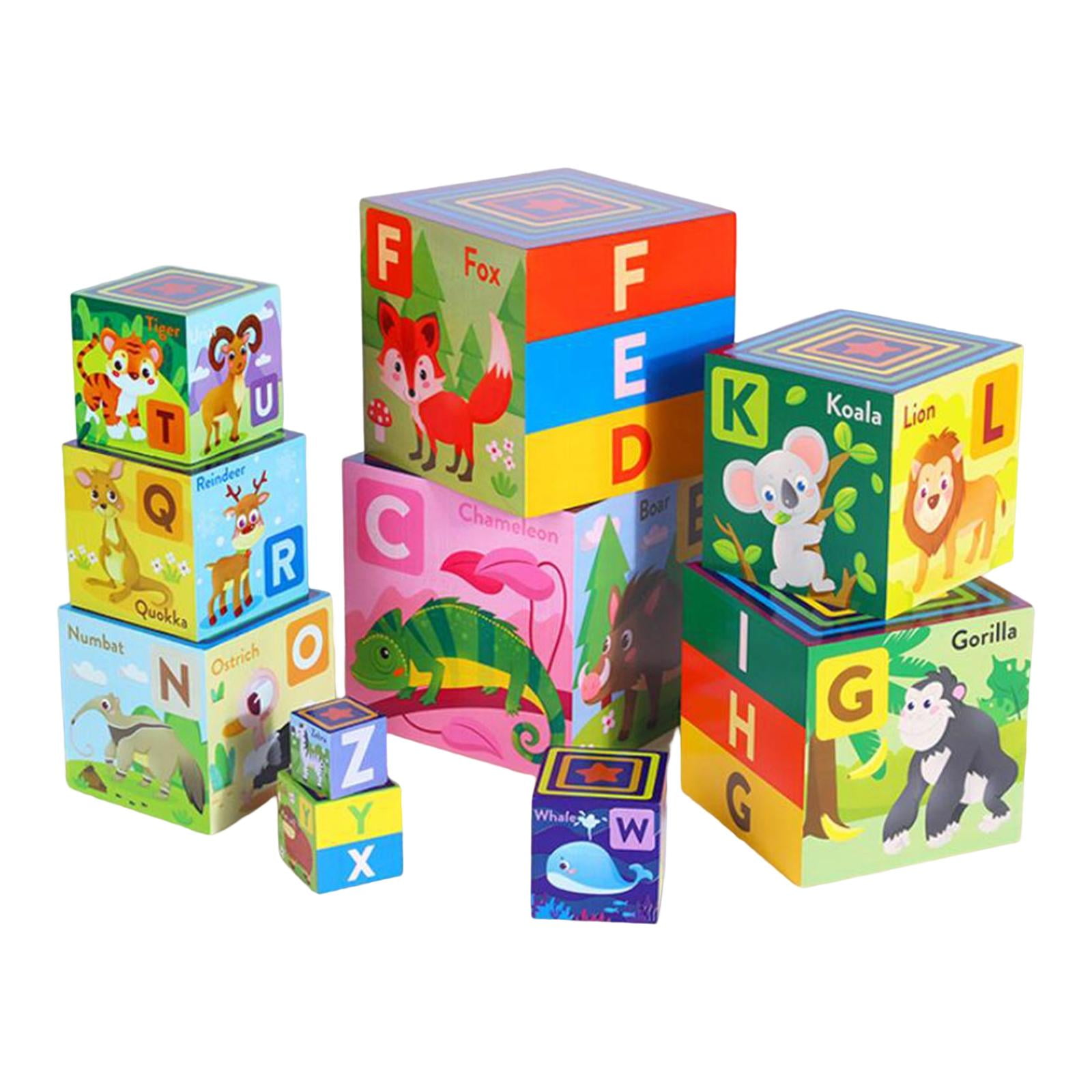 Color Recognition Wooden Stacking Boxes Learning Toy Stacking Cubes ...