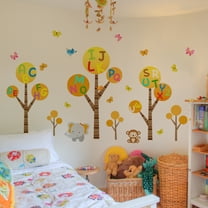 Big Tree Wall Decals Red Leaves Bird Wall Stickers 60.2x82.6 Inch Vinyl ...
