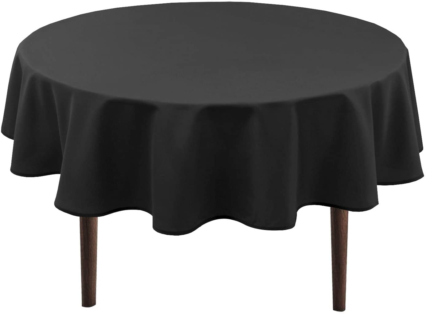 Hiasan Black Round Tablecloth 60 Inch - Waterproof Stain and Wrinkle ...