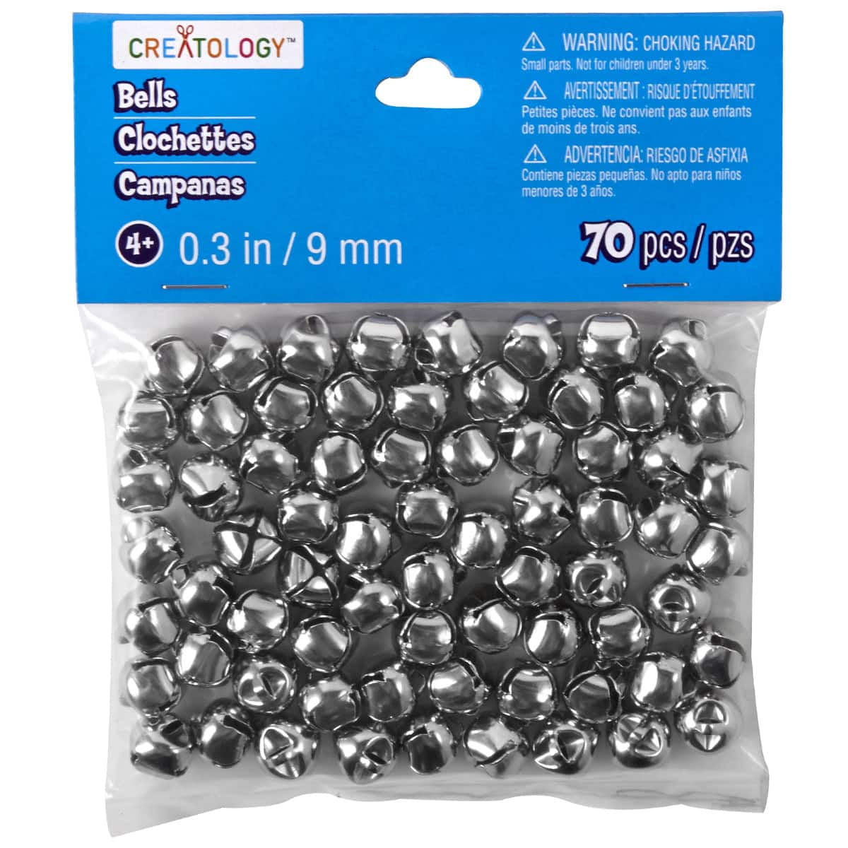 12 Packs: 70 ct. (840) 9mm Silver Jingle Bells by Creatology™ - Walmart.com