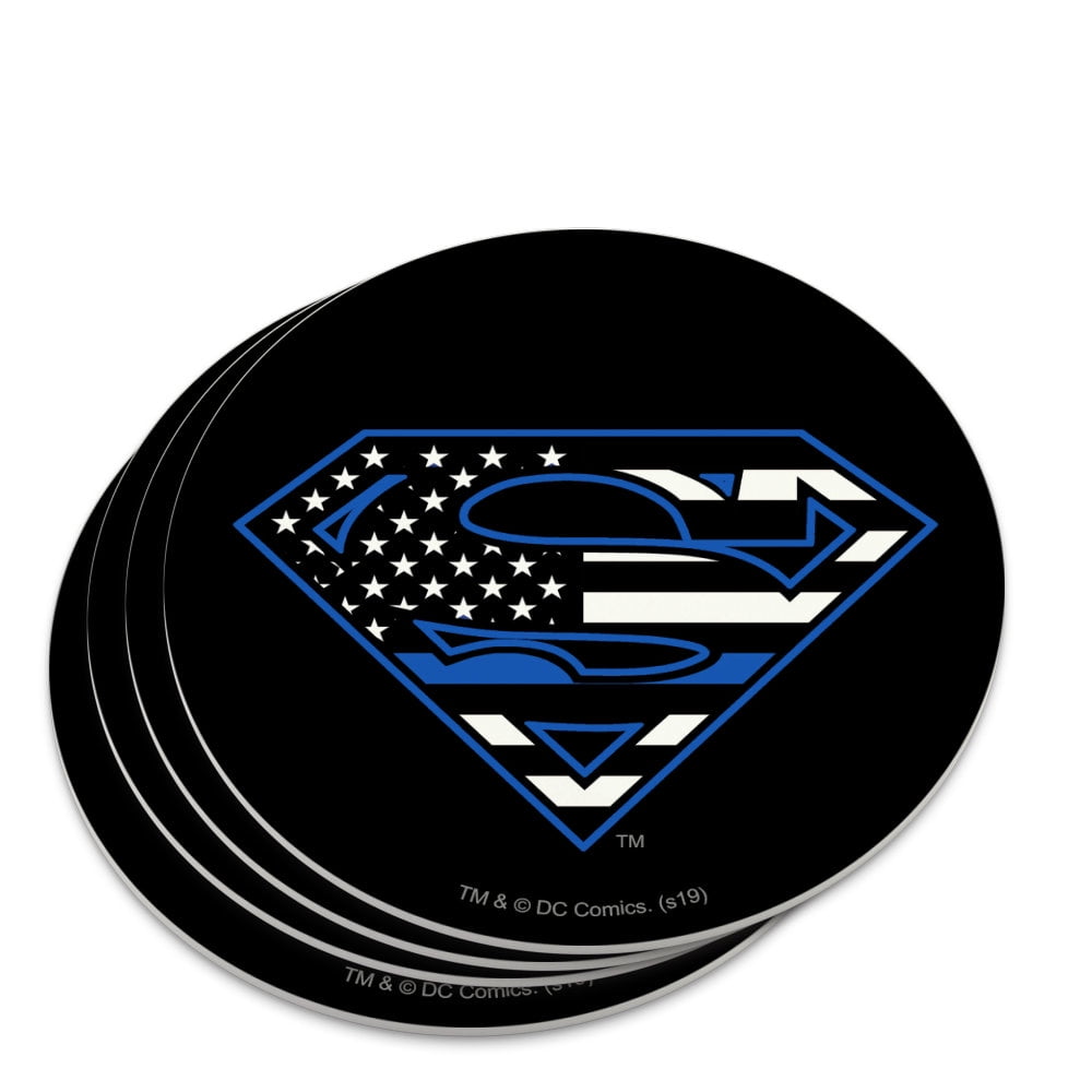 Superman Thin Blue Line Flag Shield Logo Novelty Coaster Set - Walmart.com