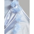 Blue Satin Slip Dress With Lace Trim And Floral Strap Detail - Walmart.com
