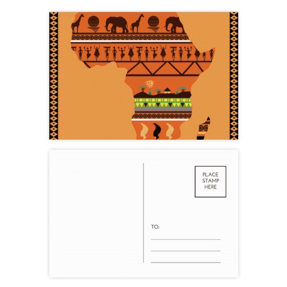 African Continent Name Landscape Map Postcard Set Birthday Mailing ...