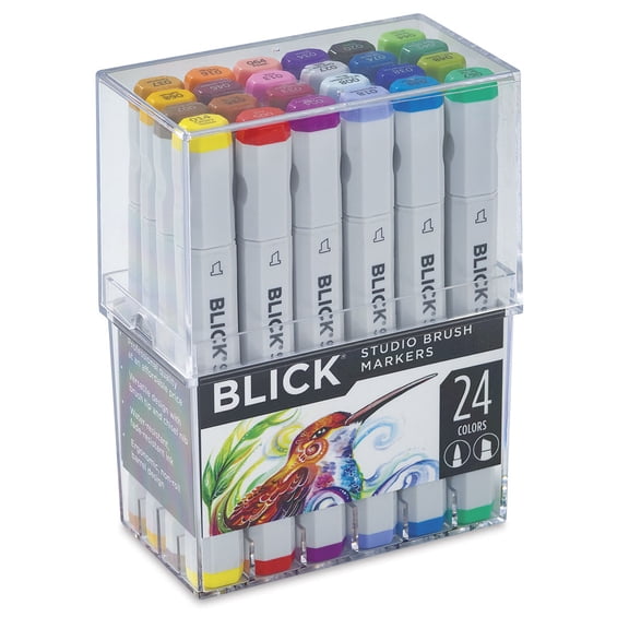 Blick Studio Brush Markers, Assorted Colors, Set of 48, Dual Tip ...