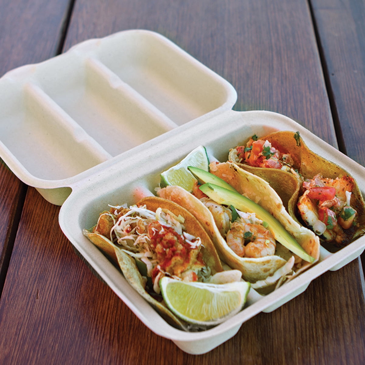 World Centrics 8x7x3 in Taco Box - 3-Compt - Unbleached Plant Fiber ...