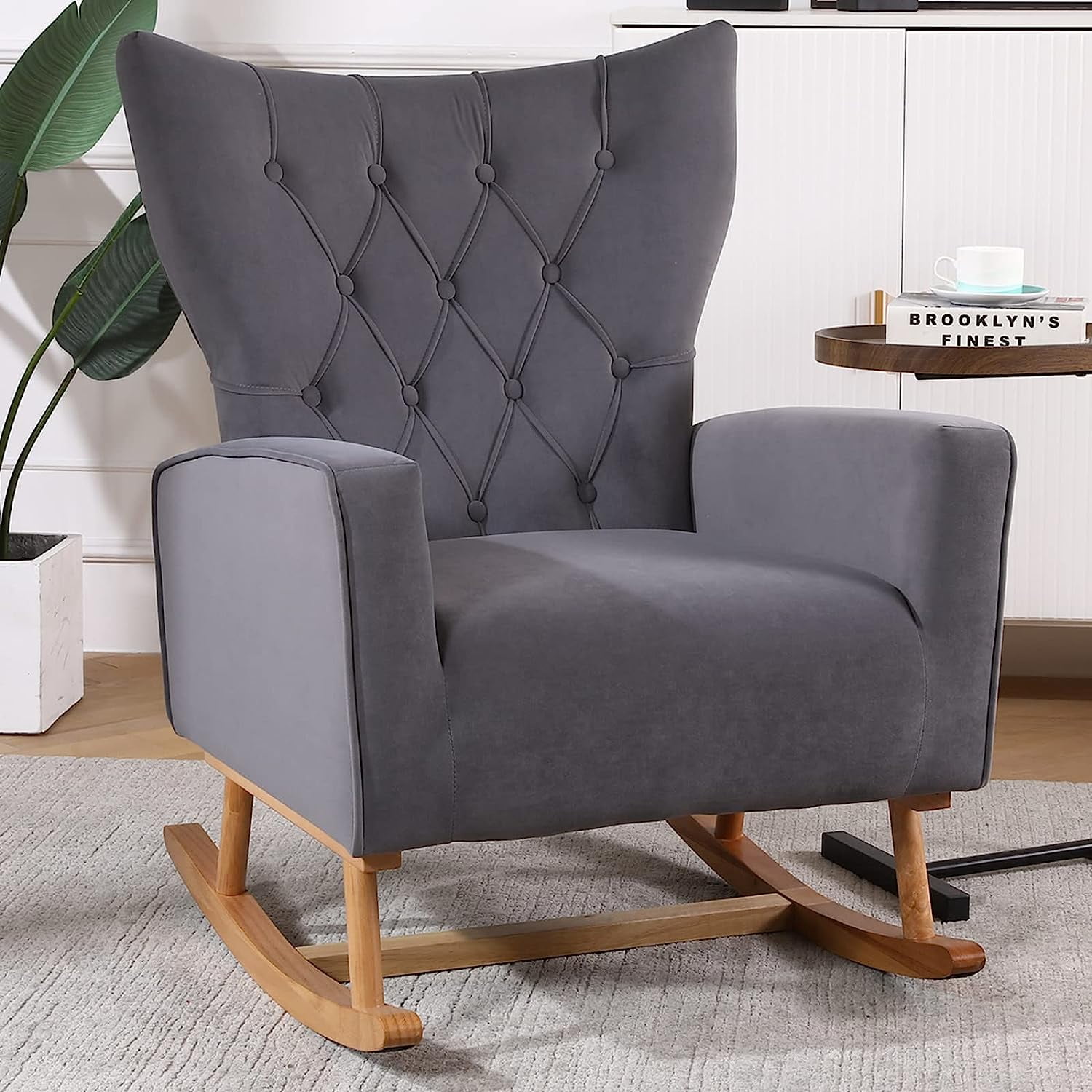 Tabaray Nursery Rocking Chair, Baby Rocker Chair with High Back,Mid ...