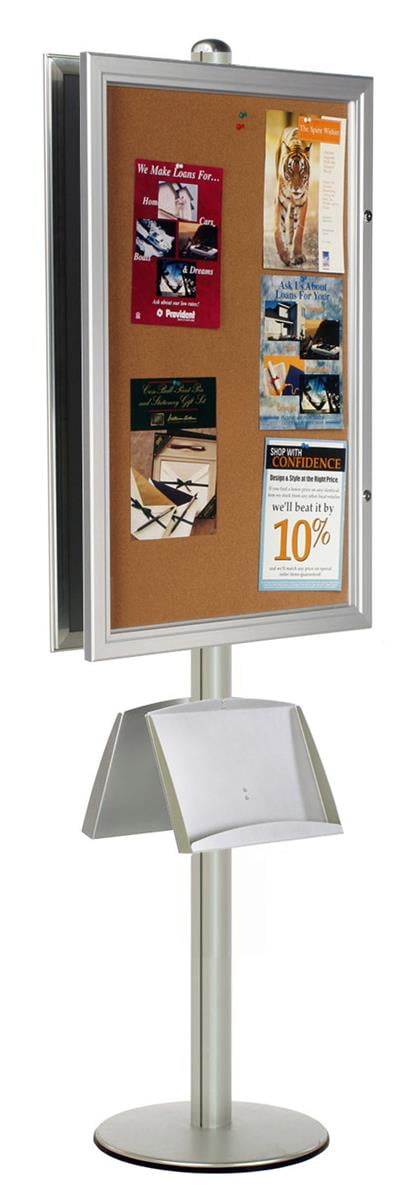 Displays2go Double Sided Bulletin Board with Brochure Pocket, Steel ...