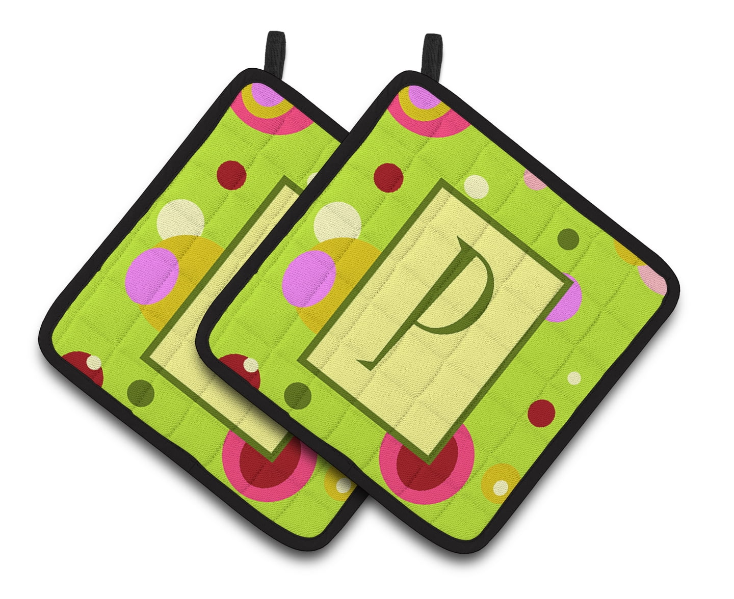 Letter P Monogram - Lime Green Pair of Pot Holders - Walmart.com