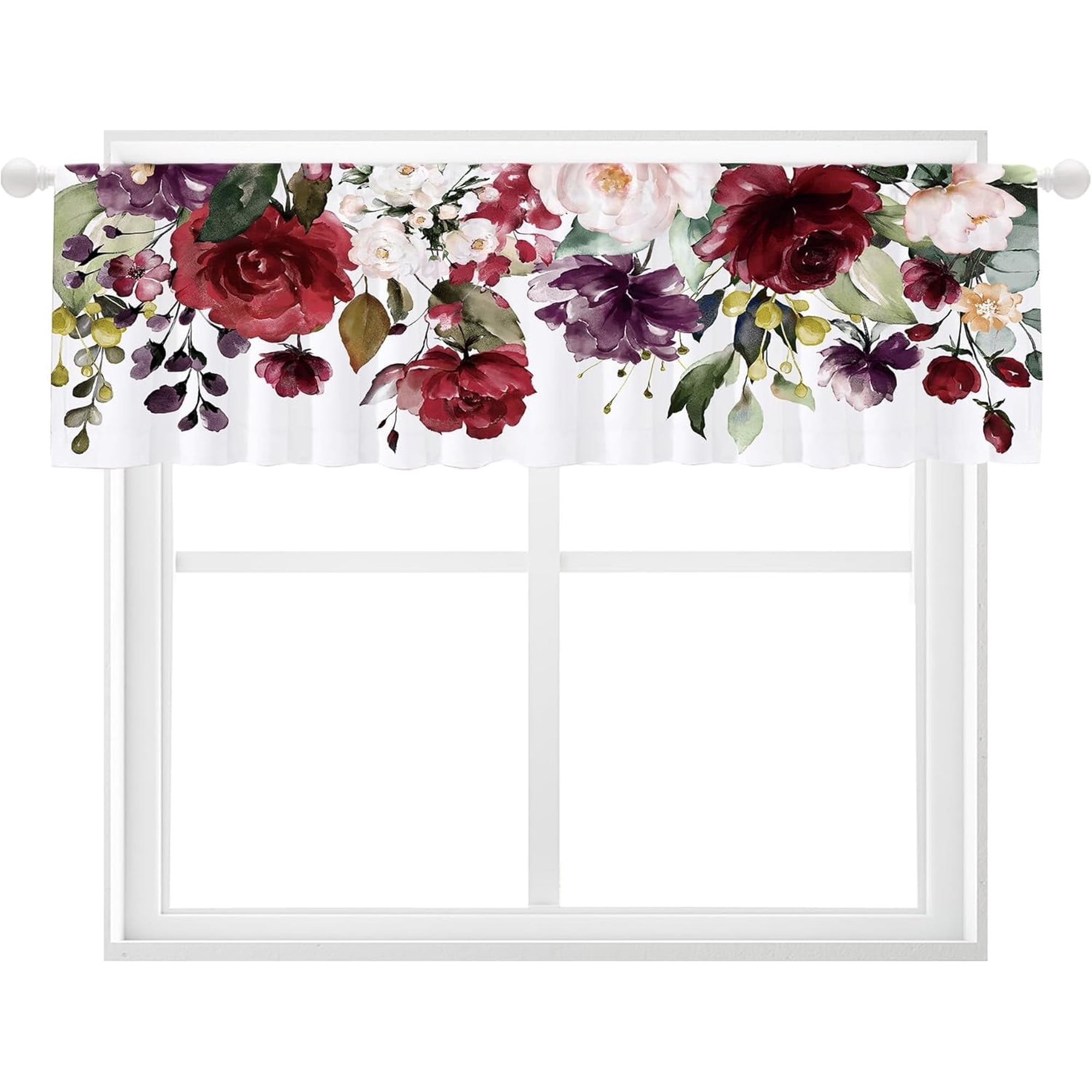 Click here for Ordlwvon Burgundy Red Floral Valances For Windows... prices