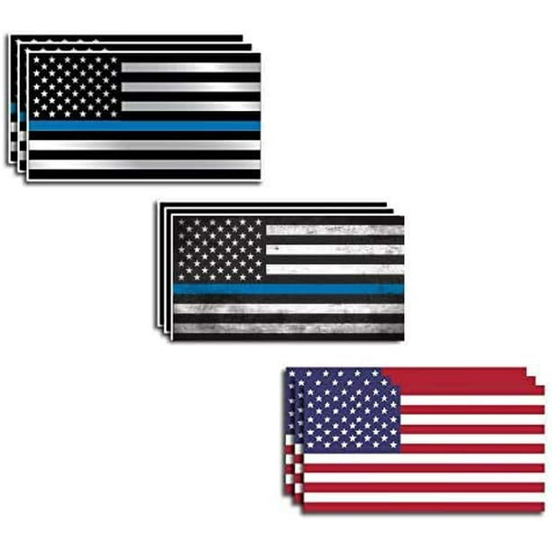 Variety Pack of Thin Blue Line and USA flag decal stickers American ...