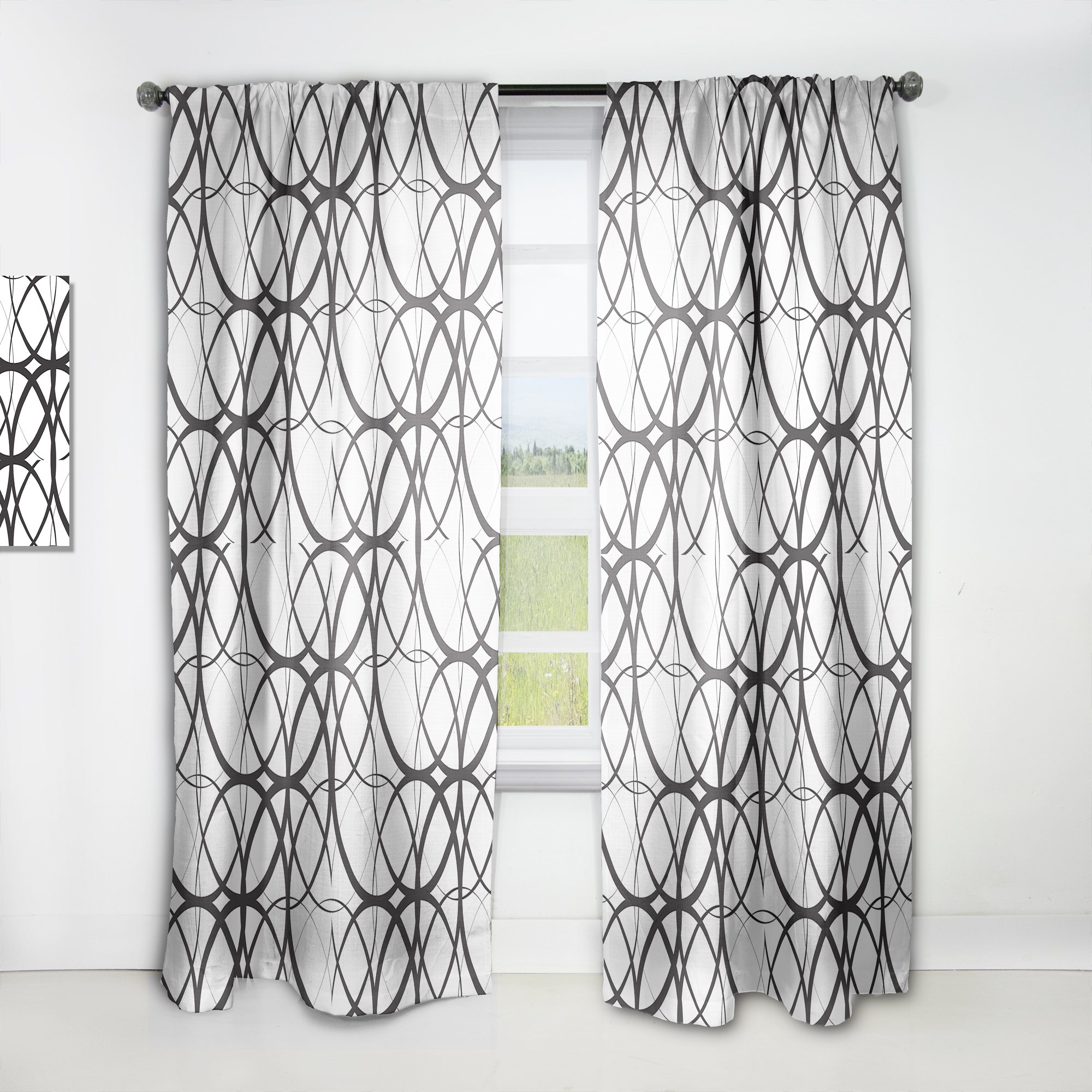 Designart 'Black and White Geometric Pattern I' Mid-Century Modern ...
