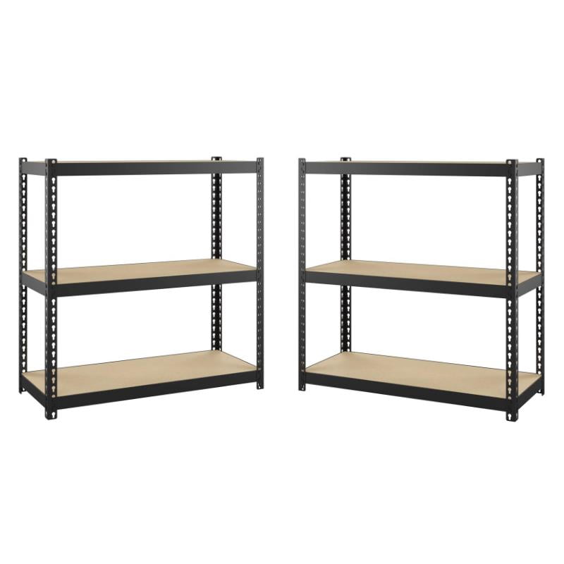 Home Square 2 Piece Metal Shelving Unit Set with 3 Shelf in Black and ...