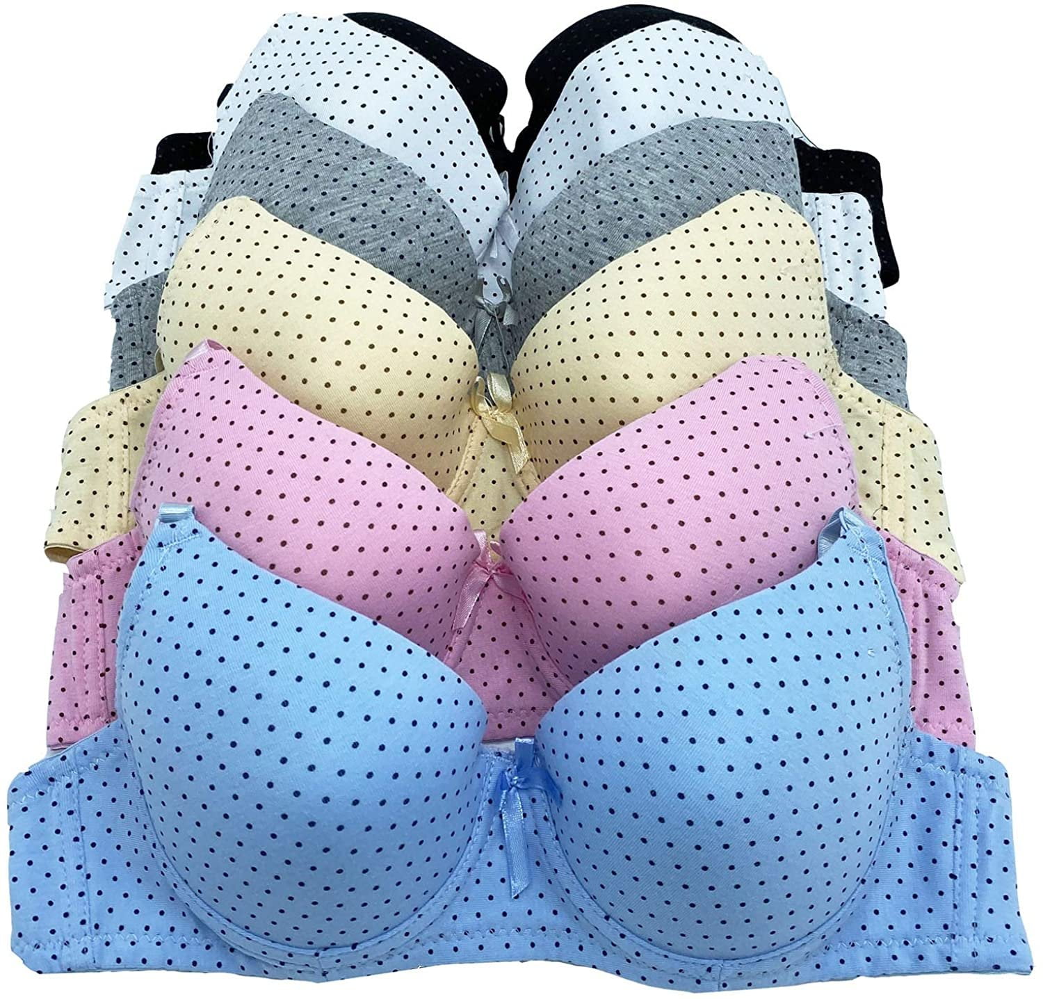 Iheyi 6 Packs Women Full Cup Regular Padded Everyday Wear 30A 32A 34A ...