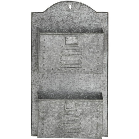 Two Tiered Metal Galvanize Wall Pocket With Letterbox Design - Walmart.com