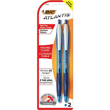 BIC Atlantis Retractable Ballpoint Pens, Medium Point, Clear Barrel ...